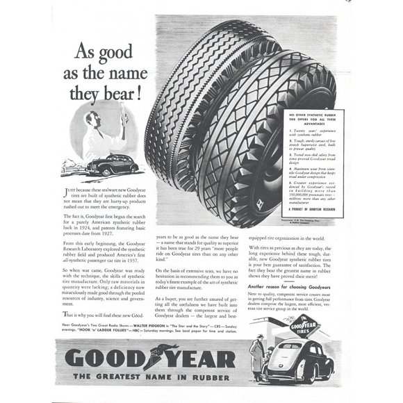 Goodyear | Art | 944 Goodyear Tires Vintage Print Ad Supertwist Tire ...
